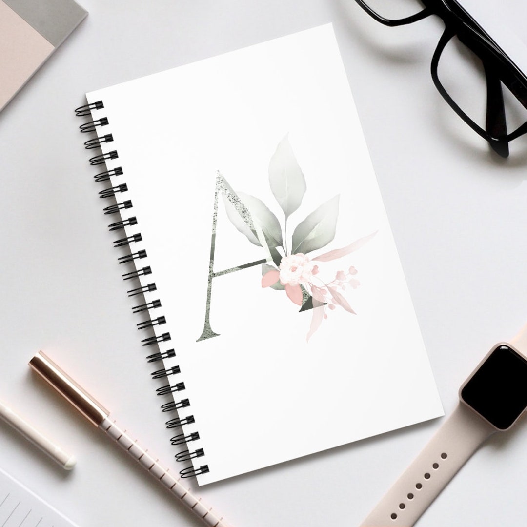 Floral Stationery. Monogram Spiral Notebook. Watercolor Flower Spiral ...