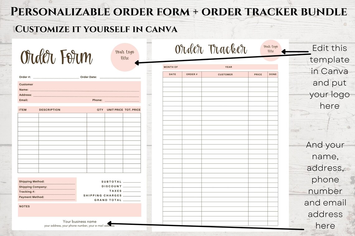 Printable Crafters Order Form and Log. Custom Order Form Template for ...