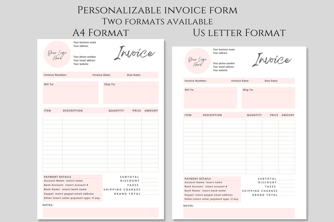Custom Invoice Form Template for Canva. Printable Crafters Invoice Form ...