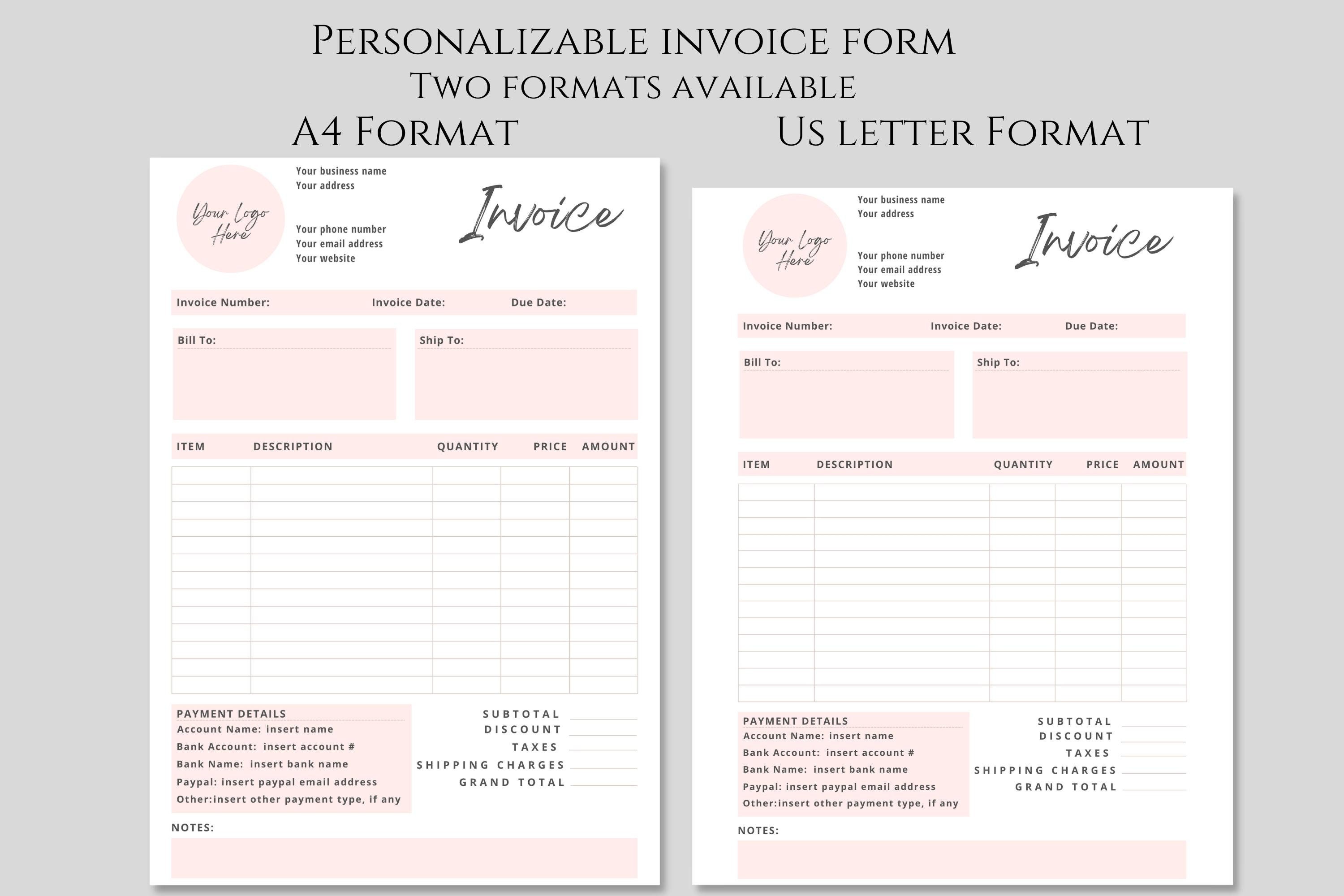 Custom Invoice Form Template for Canva. Printable Crafters Invoice Form ...