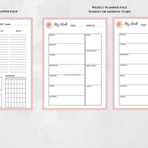 Printable Floral Undated Planner Bundle, Printable A4 Year Planner ...