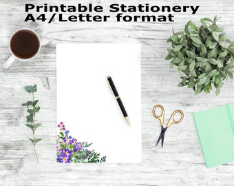 Printable Stationery Printable Writing Paper With Watercolor - Etsy