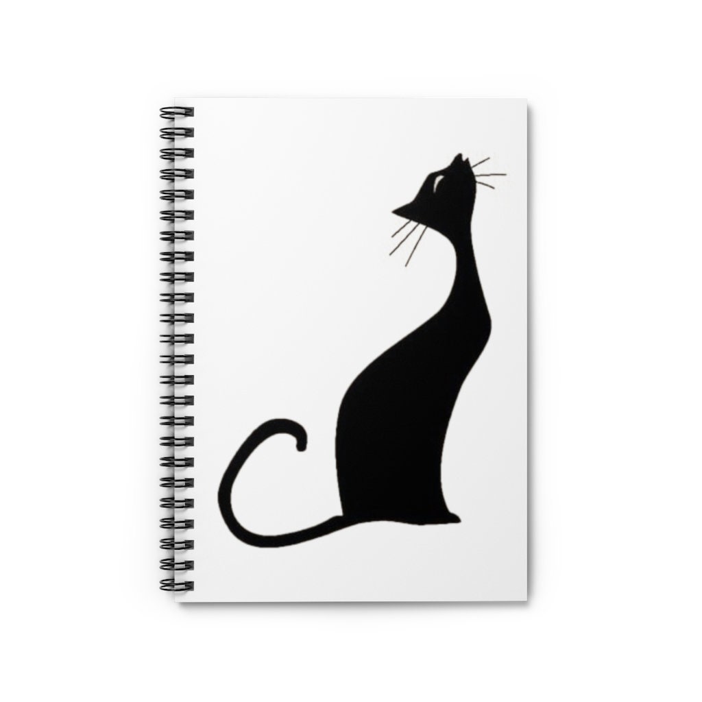 Black Cat Spiral Notebook. Cute Spiral Journal. Animal Lover Notebook ...
