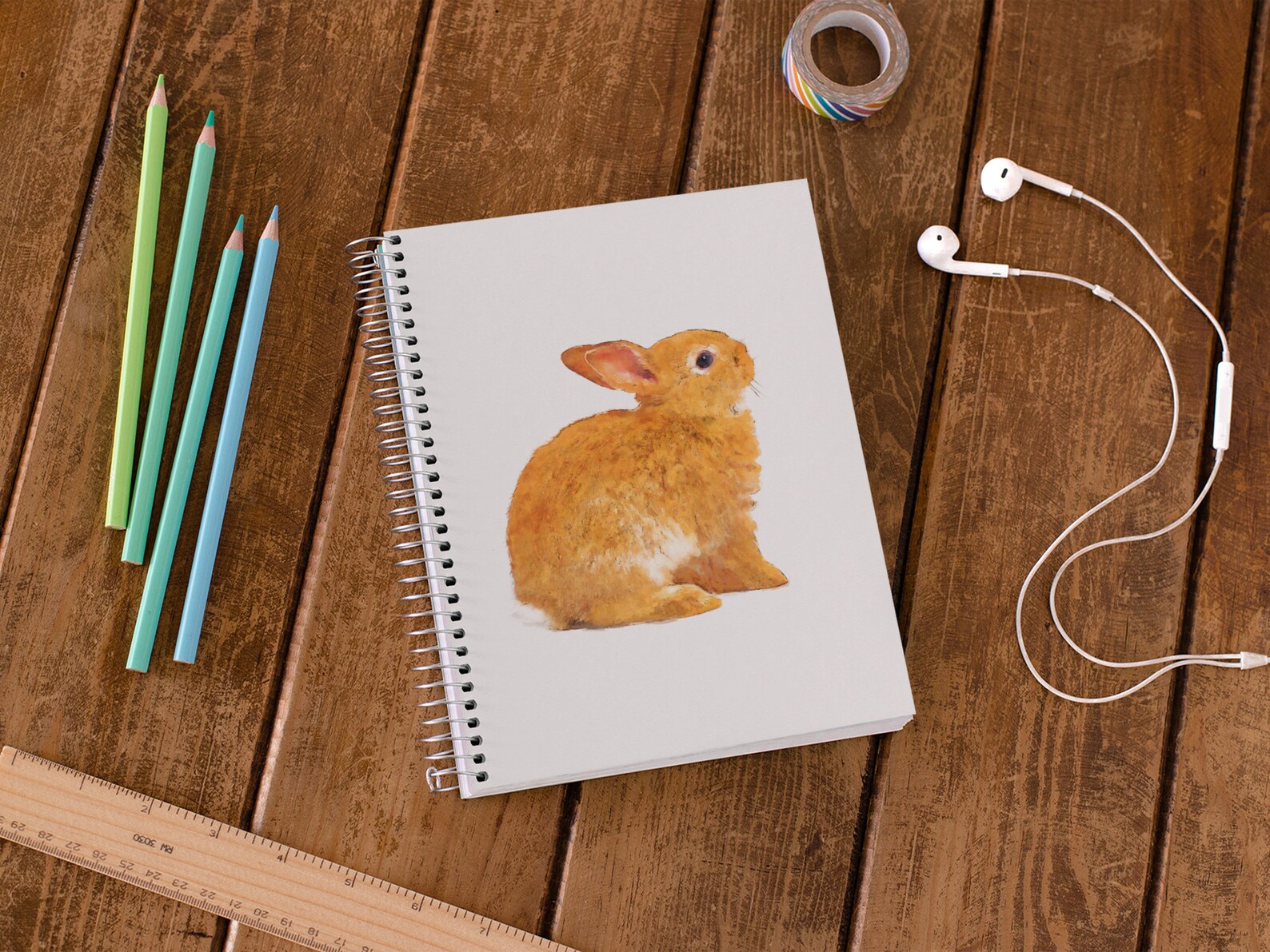 Printable Ginger Bunny Notebook Cover. A4 A5 Letter and Half Letter ...