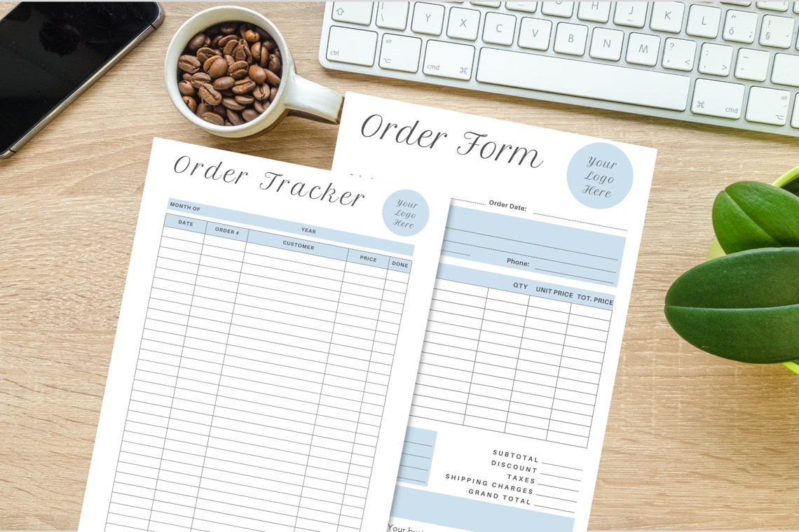 Blue Printable Crafters Order Form and Log. Custom Order Form Template ...