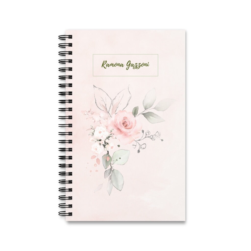 Custom Spiral Notebook. Watercolor Flower Notebook. Personalized Spiral ...