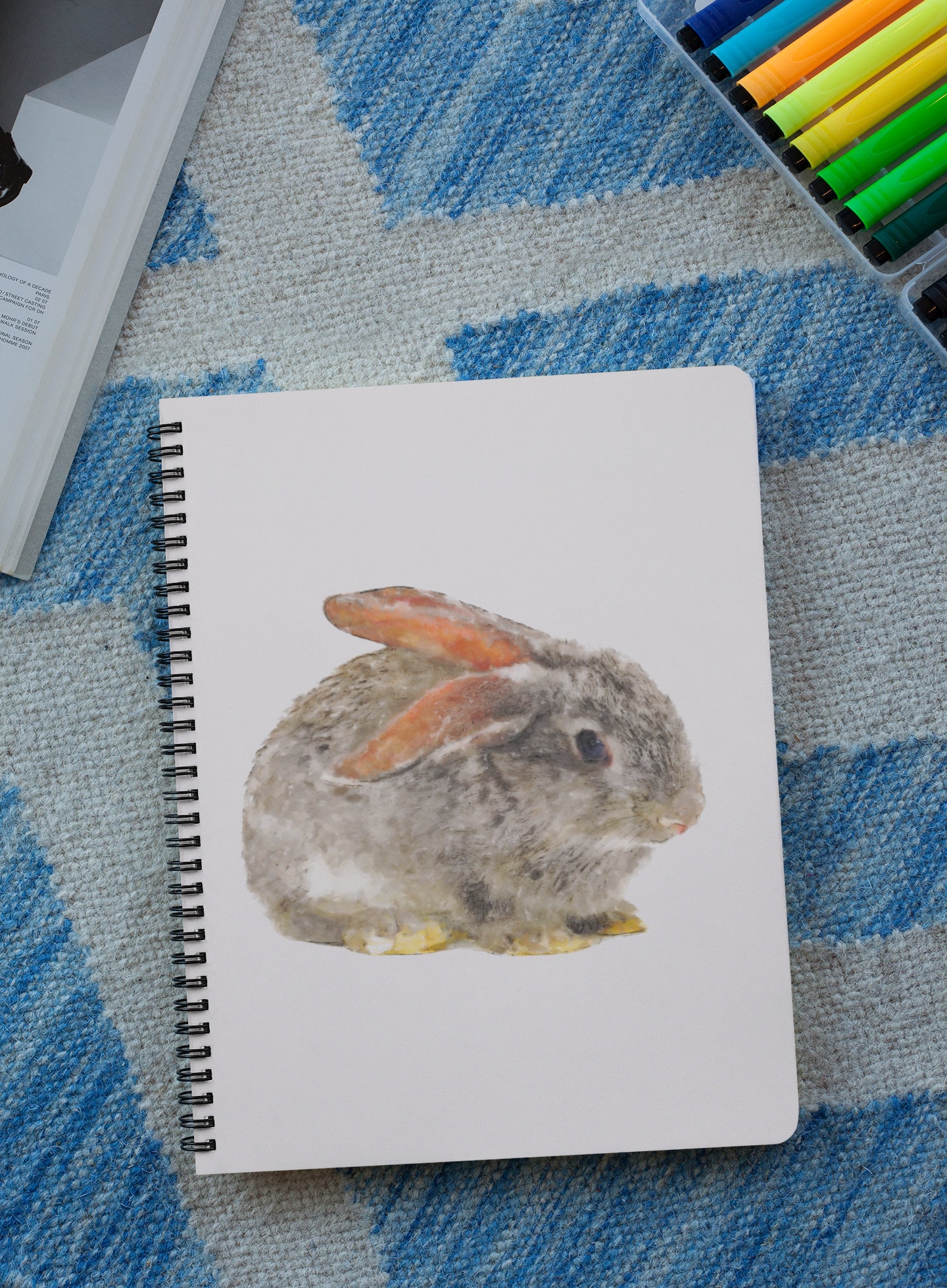 Printable Small Bunny Notebook Cover. A4 A5 Letter and Half Letter ...