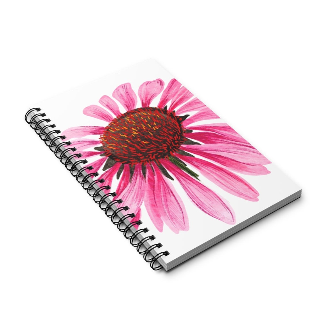 Pink Flower Spiral Notebook. Watercolor Daisy Spiral Notebook ...