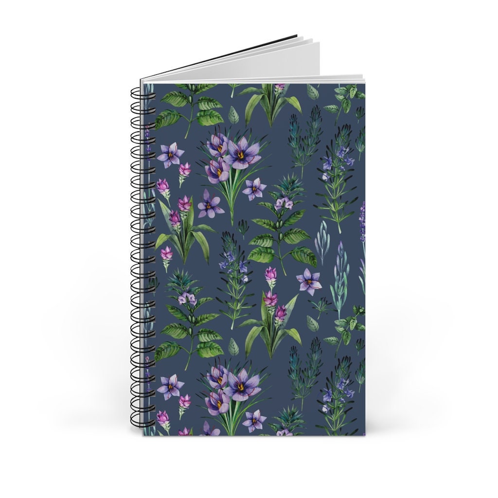 Beautiful Floral Spiral Notebook. Dusty Blue Spiral Journal. Flowers ...