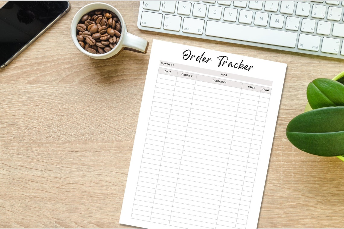 Gray Order Tracker Form. Printable Crafters Sales Tracker. Small ...
