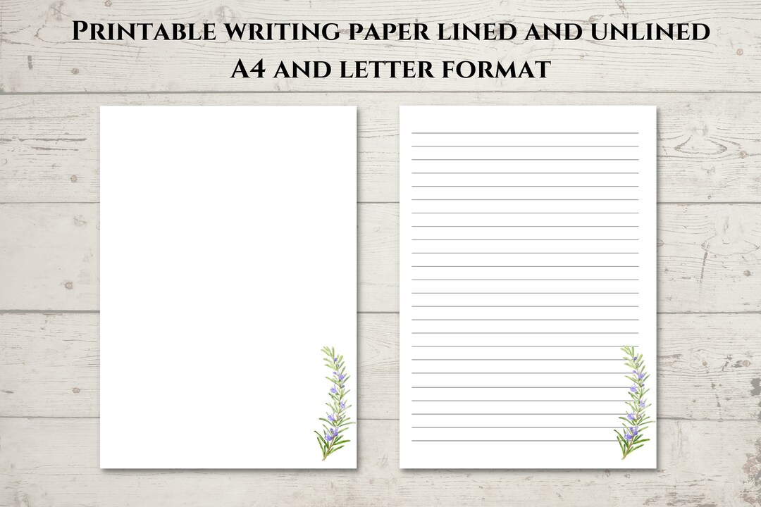 Rosemary Printable A4 and Letter Writing Paper, Pastel Botanical ...