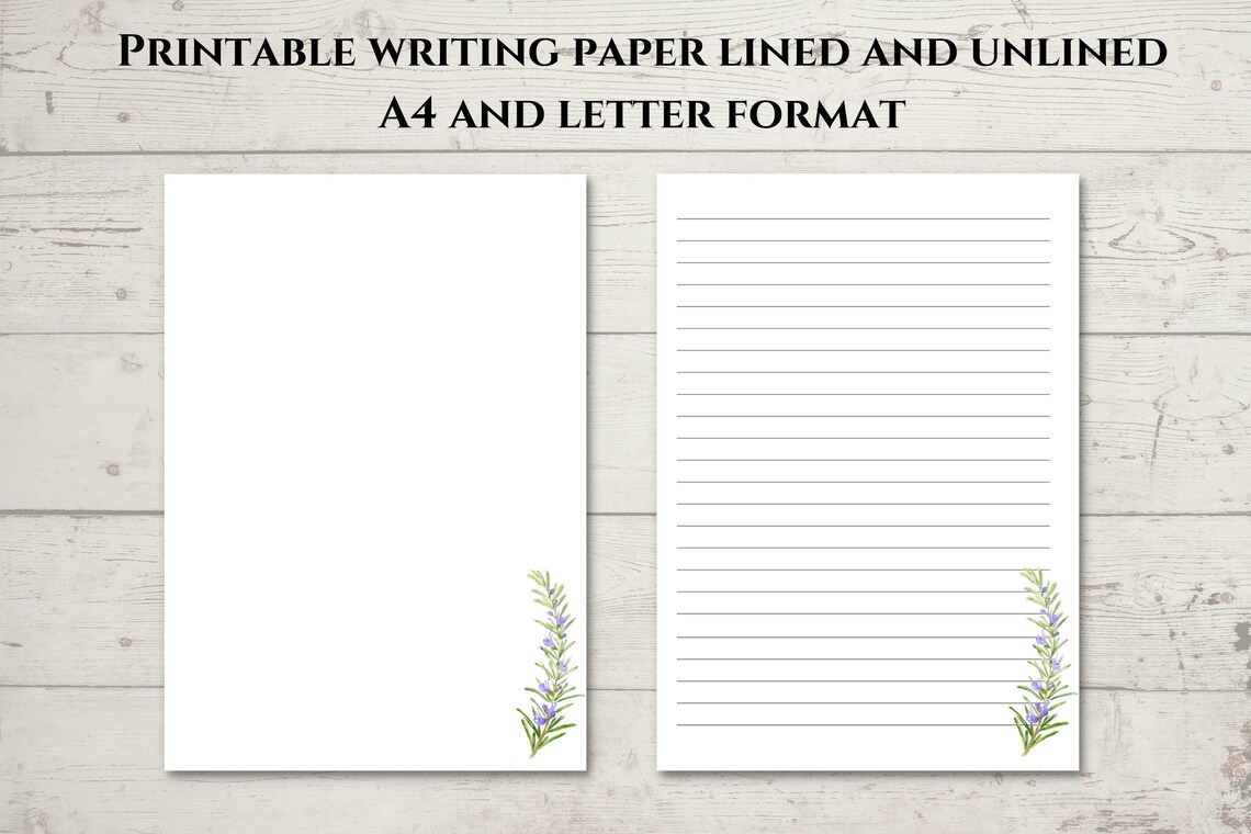 Rosemary Printable A4 and Letter Writing Paper, Pastel Botanical ...