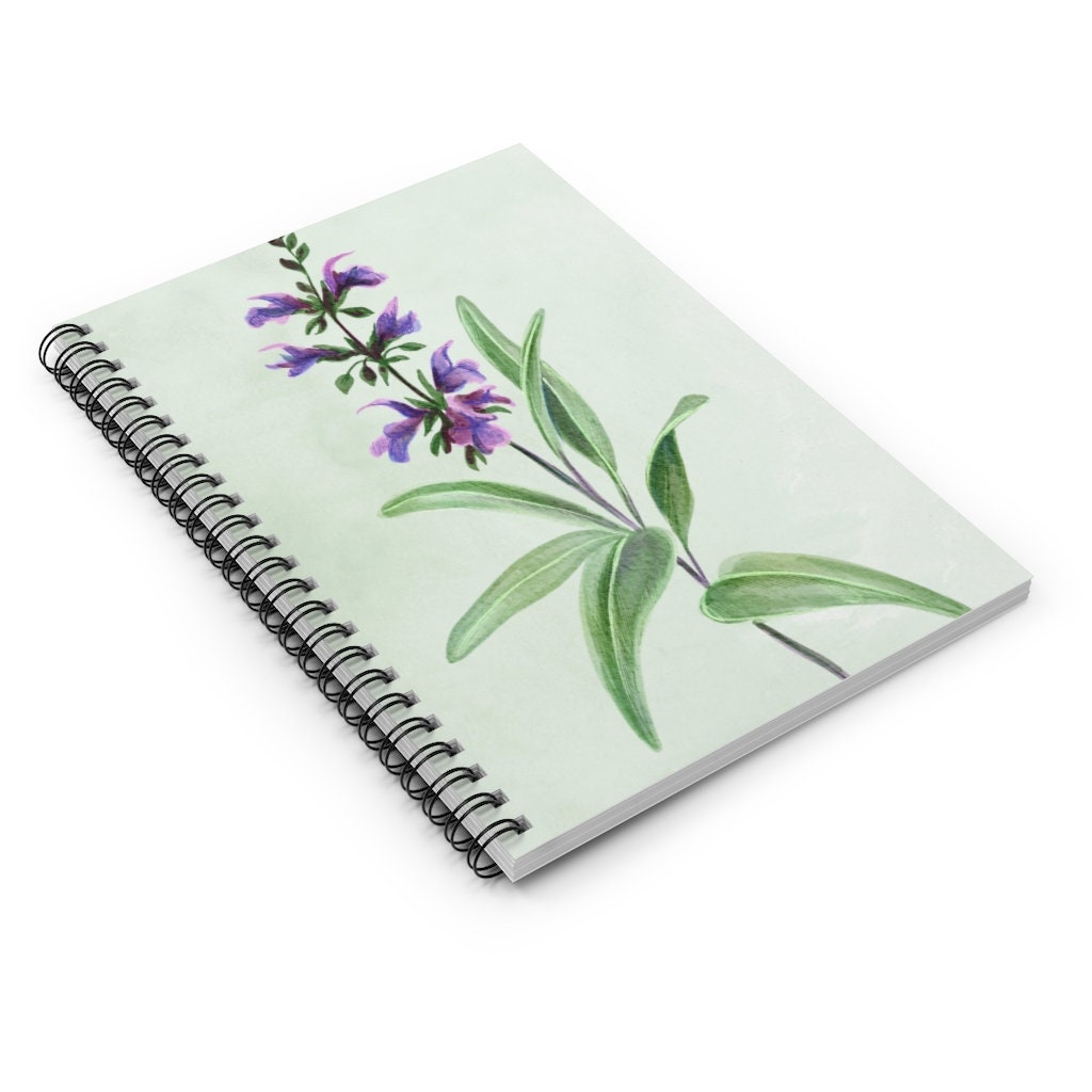 Watercolor Flower Spiral Notebook.botanical Spiral Journal. Romantic ...