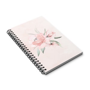 Floral Romantic Notebook. Blank, Dotted or Lined Pink Rose Spiral ...