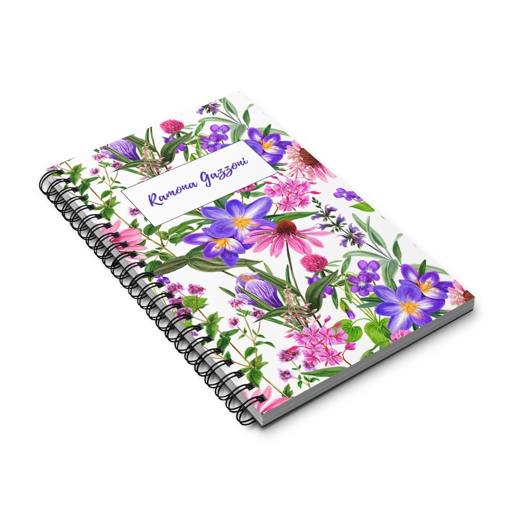 Custom Flower Spiral Notebook. Personalized Floral Spiral Journal ...