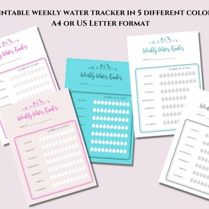 Printable Weekly Water Tracker. Digital Download. A4 and US Letter ...