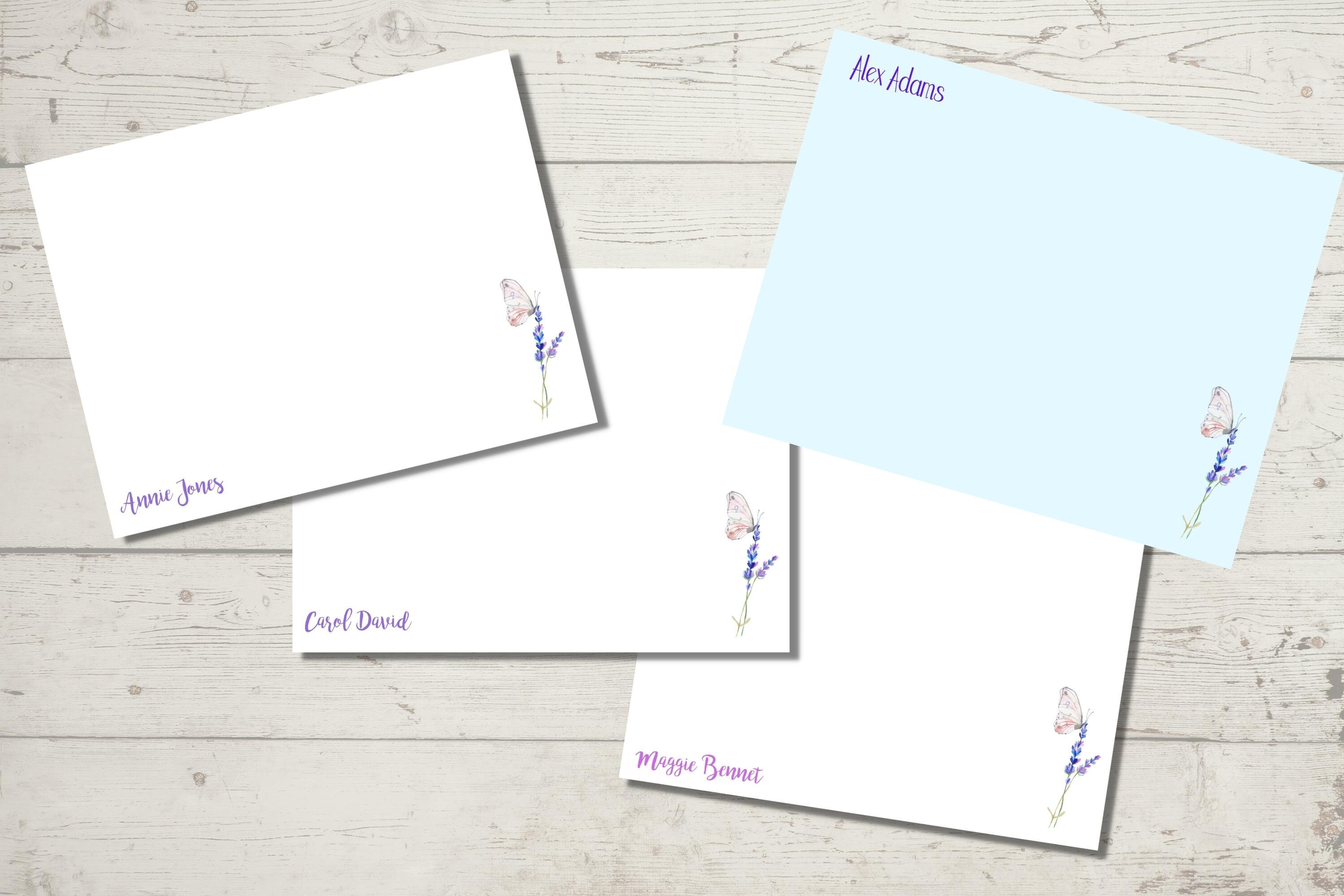 Personalized Lavender and Butterfly Printable Card Template for Canva ...