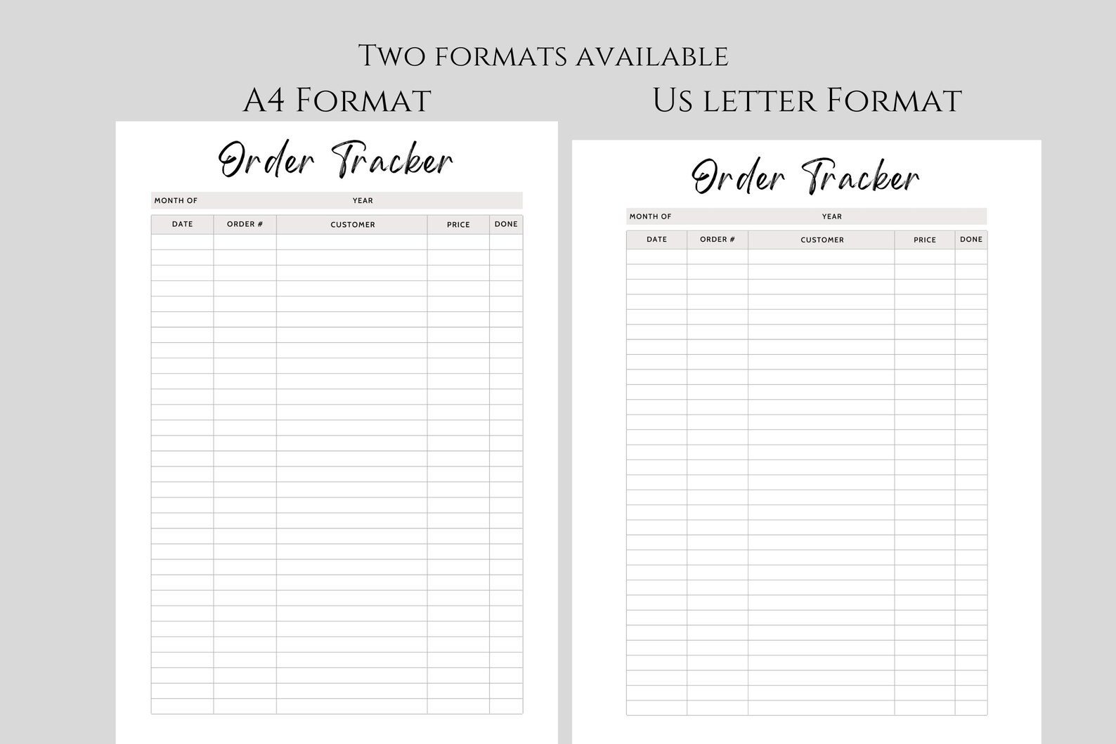 Gray Order Tracker Form. Printable Crafters Sales Tracker. Small ...