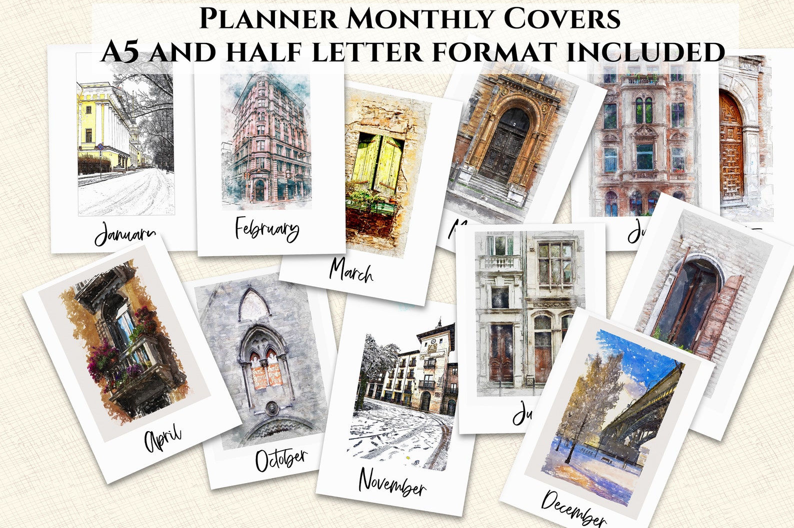 Printable Monthly Planner Covers. A5 and Half Letter - Etsy