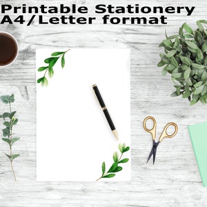 Watercolor Branch Stationery Printable, A4 and Letter Paper, Printable ...