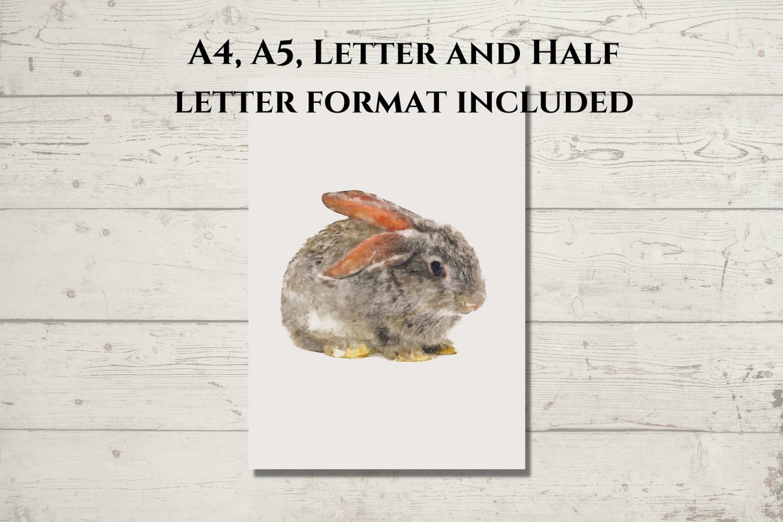 Printable Small Bunny Notebook Cover. A4 A5 Letter and Half Letter ...