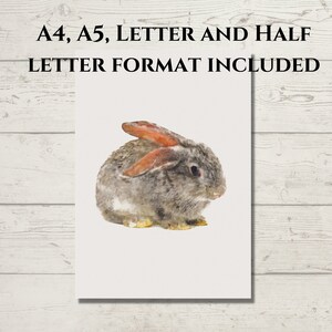 Printable Small Bunny Notebook Cover. A4 A5 Letter and Half Letter ...