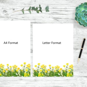 Set of 4 Watercolor Flower Printable Stationary, A4 and Letter Paper ...