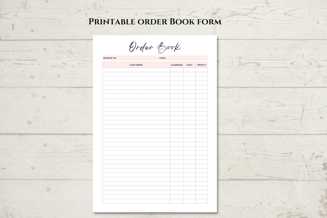 Printable Order Book Form. Printable Crafters Sales Tracker. Small ...