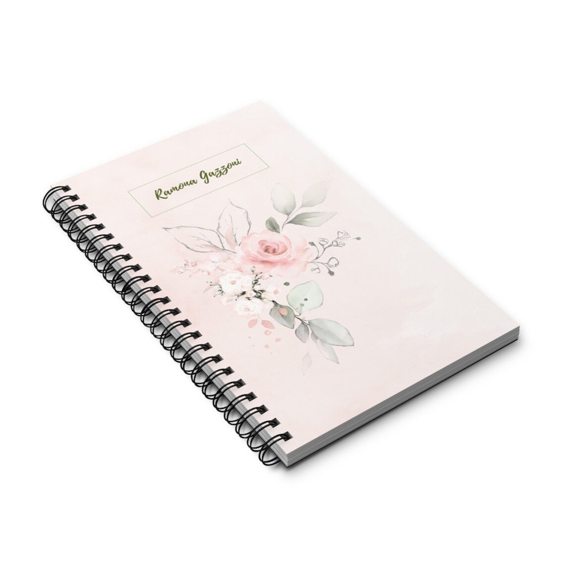 Custom Spiral Notebook. Watercolor Flower Notebook. Personalized Spiral ...