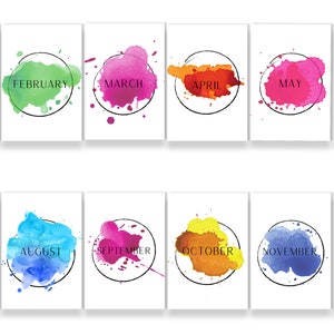 A4 Watercolor Monthly Planner Dividers. Printable Monthly Agenda Covers ...