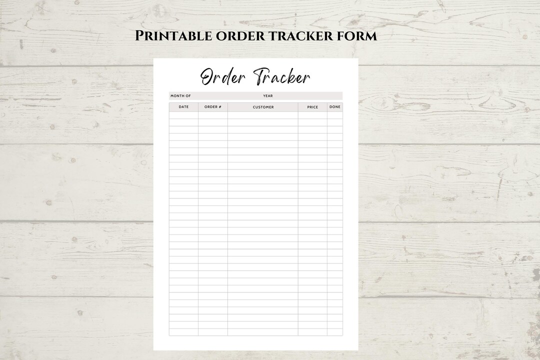 Gray Order Tracker Form. Printable Crafters Sales Tracker. Small ...