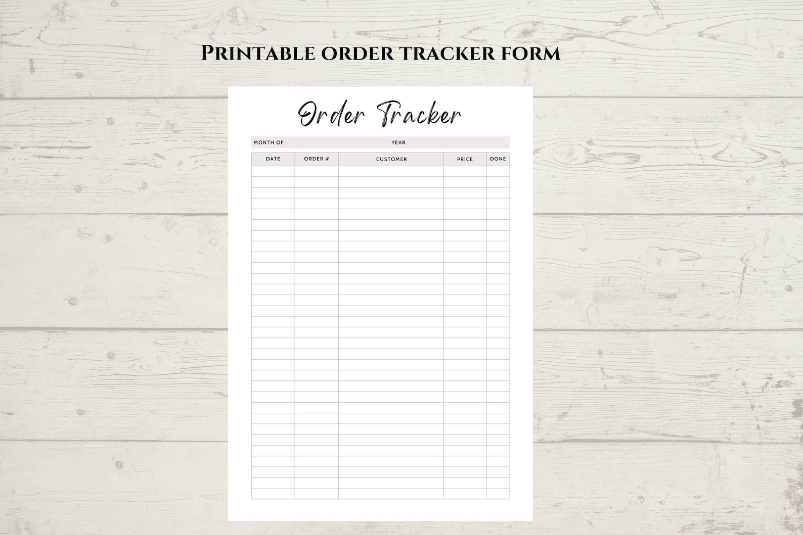 Gray Order Tracker Form. Printable Crafters Sales Tracker. Small ...
