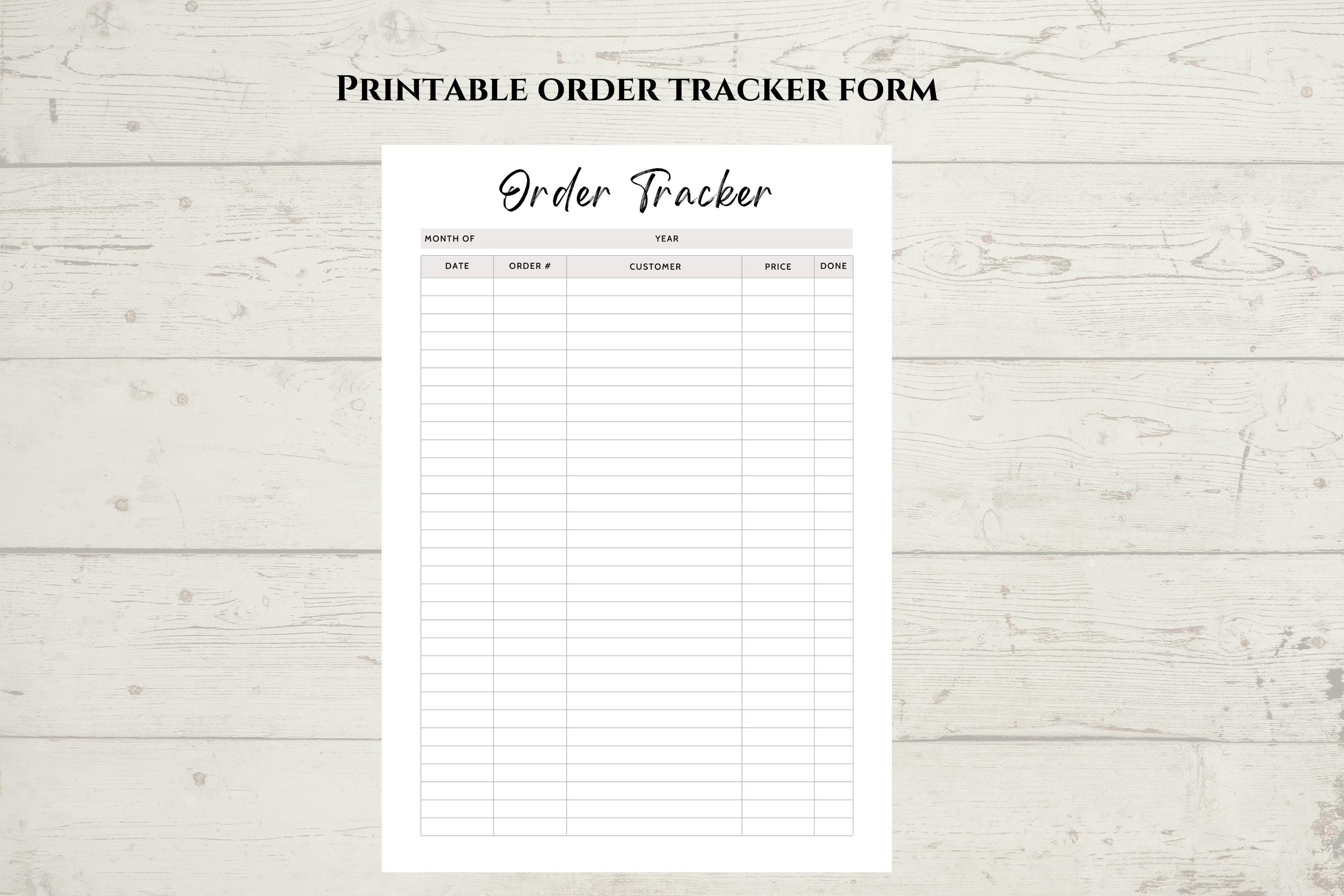 Gray Order Tracker Form. Printable Crafters Sales Tracker. Small ...