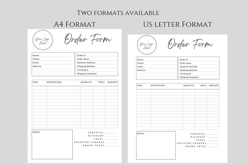 Simple Order Form. Custom Order Form Template for Canva. Printable ...
