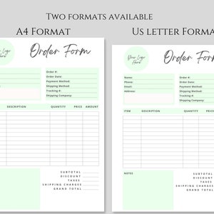 Green Printable Crafters Order Form. Custom Order Form Template for ...