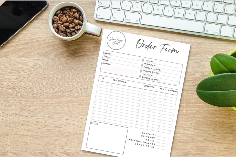 Simple Order Form. Custom Order Form Template for Canva. Printable ...