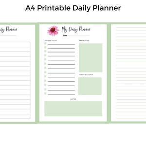 Green Daily Planner Printable, Printable A4 Daily Planner, Agenda Daily ...