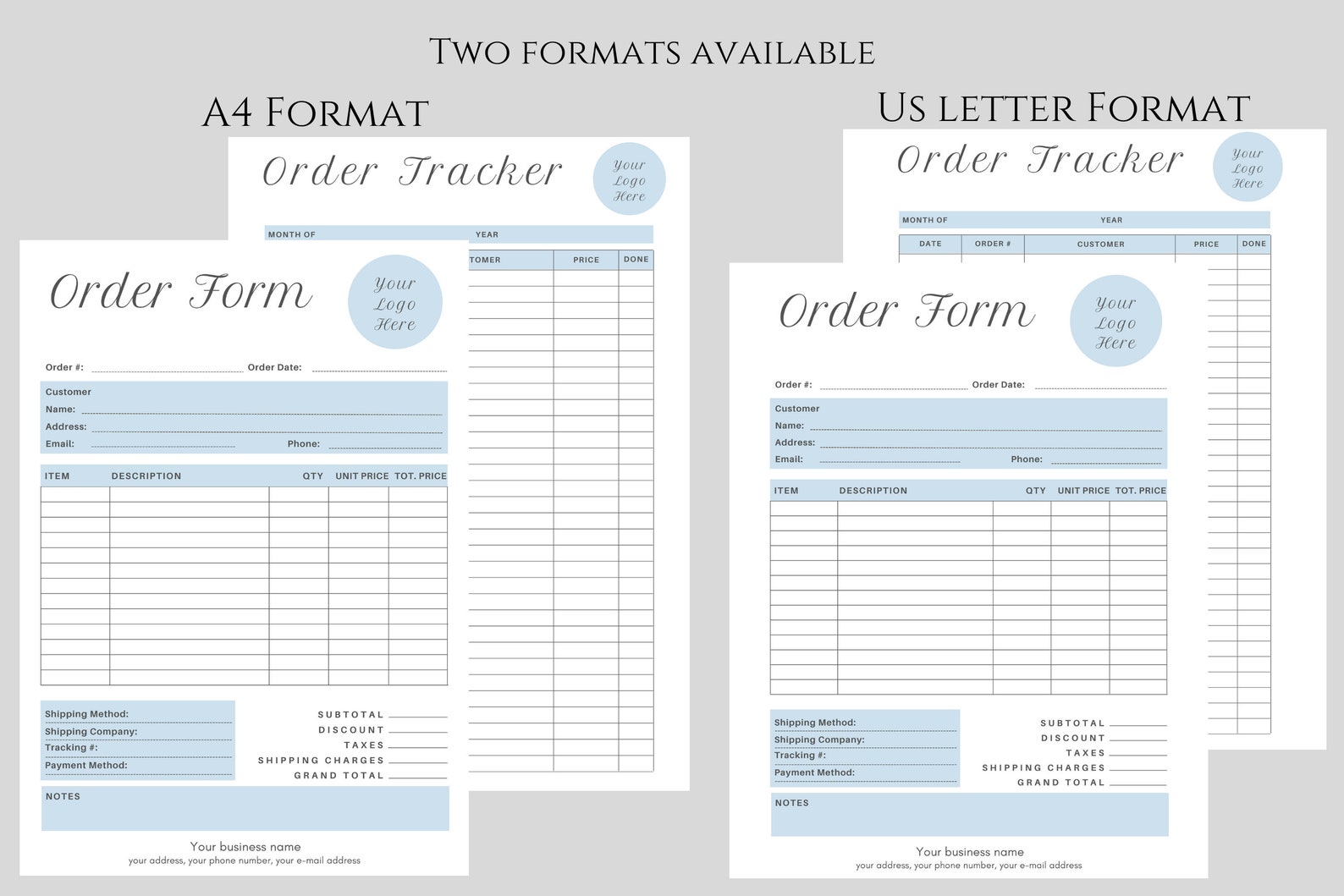 Blue Printable Crafters Order Form and Log. Custom Order Form Template ...