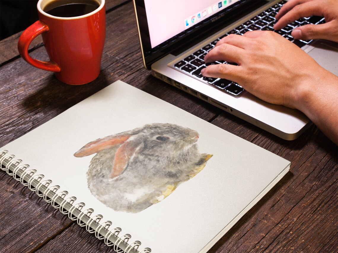 Printable Small Bunny Notebook Cover. A4 A5 Letter and Half Letter ...