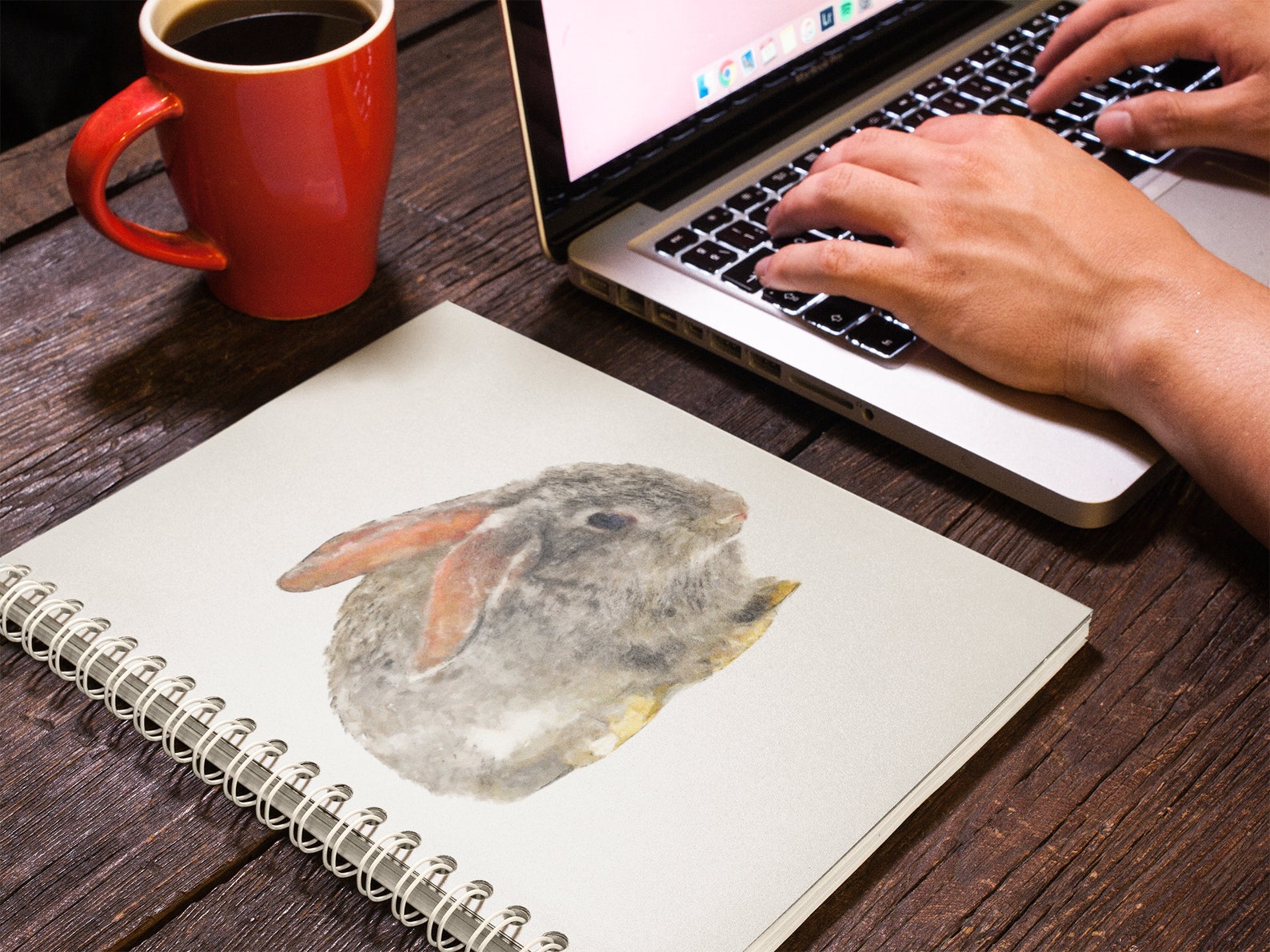 Printable Small Bunny Notebook Cover. A4 A5 Letter and Half Letter ...