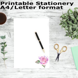 Printable Watercolor Botanical Letter Writing Paper Digital - Etsy