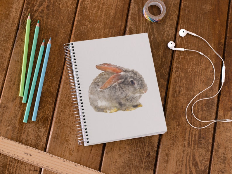 Printable Small Bunny Notebook Cover. A4 A5 Letter and Half Letter ...