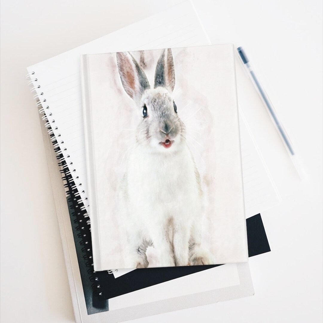 Watercolor Bunny Hardcover Journal. Cute Rabbit Notebook. Animal Lover ...