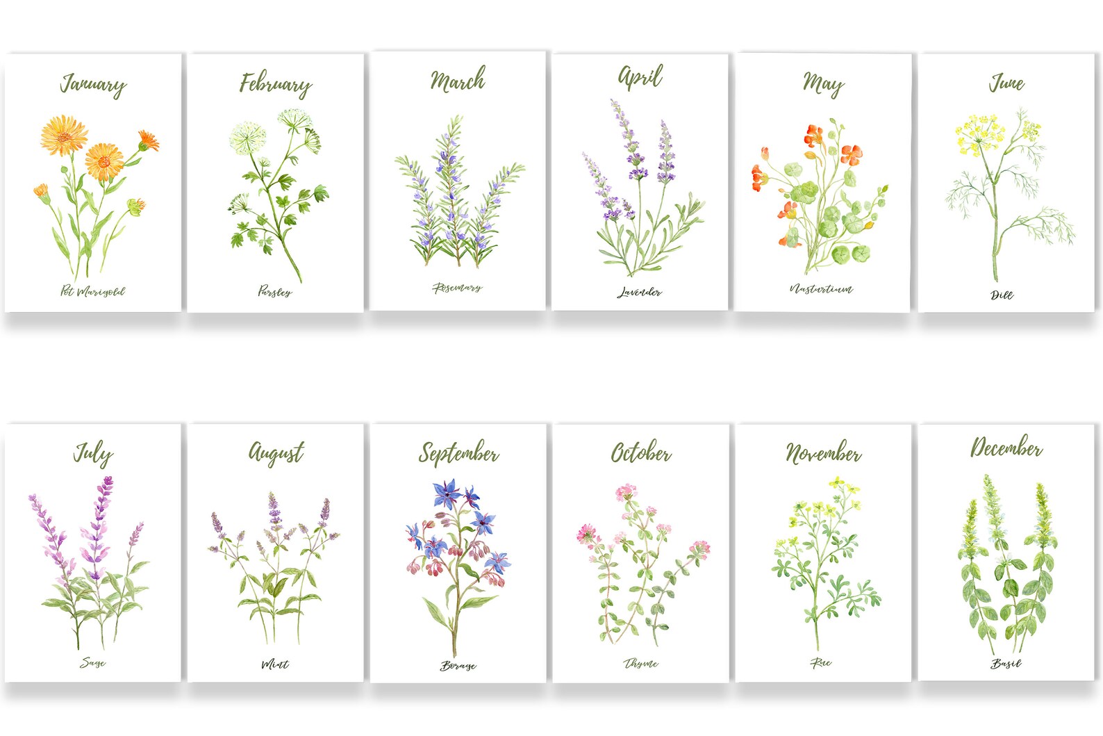 Botanical Agenda Monthly Cover Pages. Printable Monthly Planner Covers ...