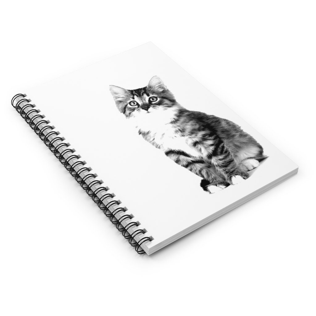 Grey Cat Spiral Notebook. Cute Spiral Journal. Animal Lover - Etsy