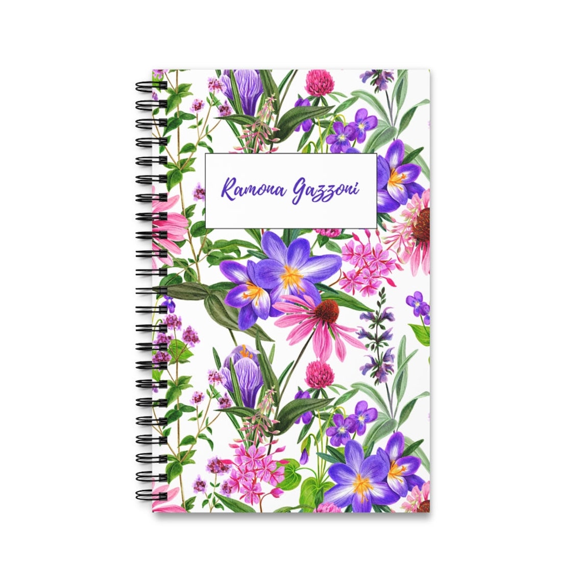 Custom Flower Spiral Notebook. Personalized Floral Spiral Journal ...