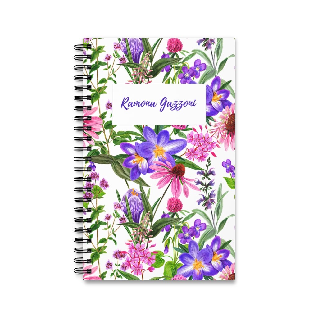 Custom Flower Spiral Notebook. Personalized Floral Spiral Journal ...
