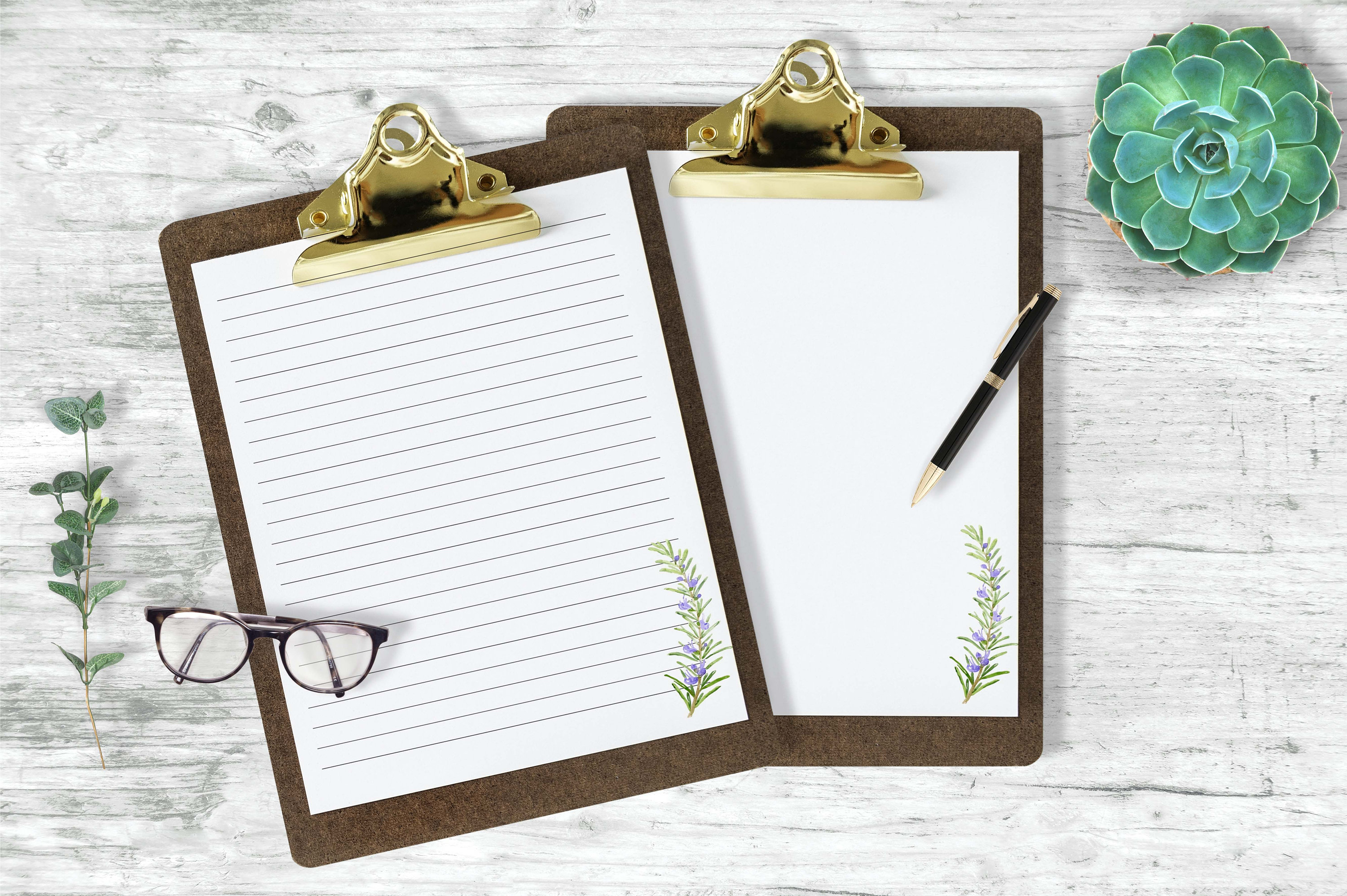 Rosemary Printable A4 and Letter Writing Paper, Pastel Botanical ...