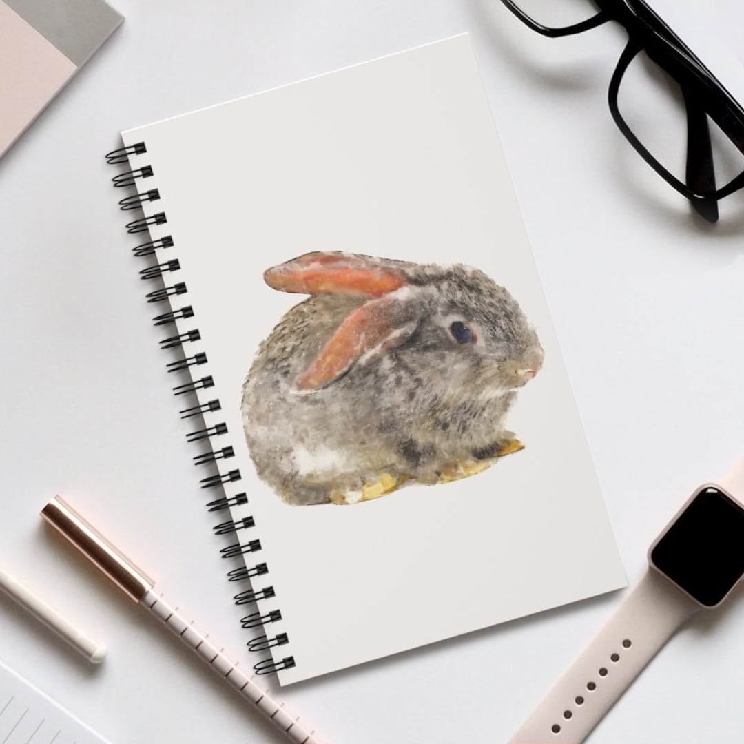 Cute Watercolor Bunny Spiral Notebook. Small Rabbit Spiral Journal ...