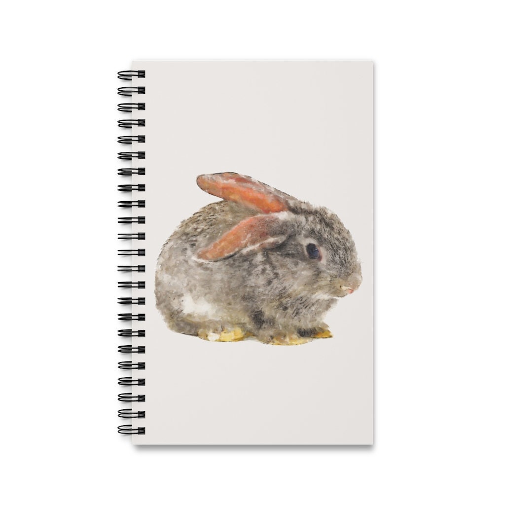 Cute Watercolor Bunny Spiral Notebook. Small Rabbit Spiral Journal ...